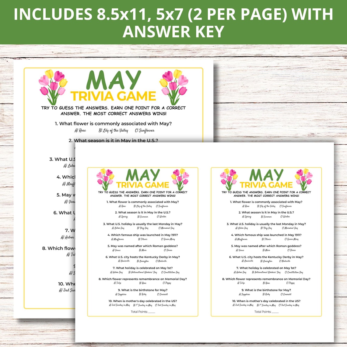 May Trivia Game, Printable May Party Game, Fun Spring Activities for ...