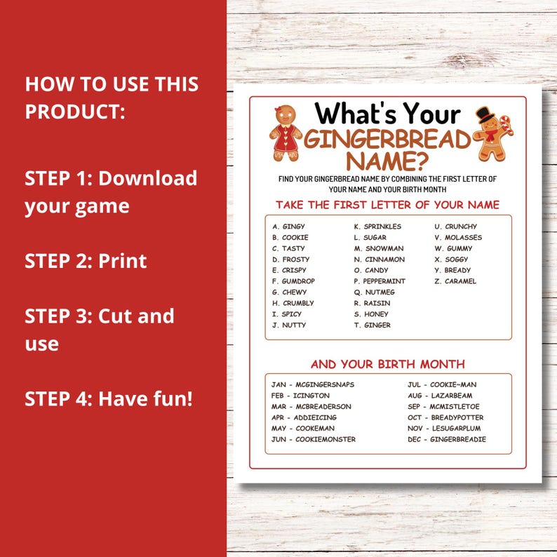 What's Your Gingerbread Name Game, Printable Gingerbread Name Generator ...