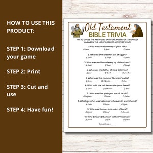 Old Testament Bible Trivia Game, Printable Bible Trivia for Kids and ...