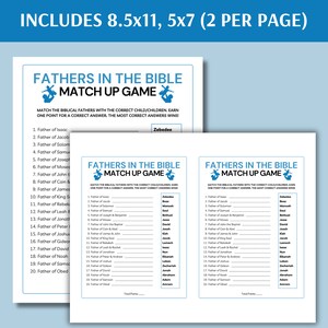 Fathers in the Bible Father's Day Match up Game, Printable Father's Day ...