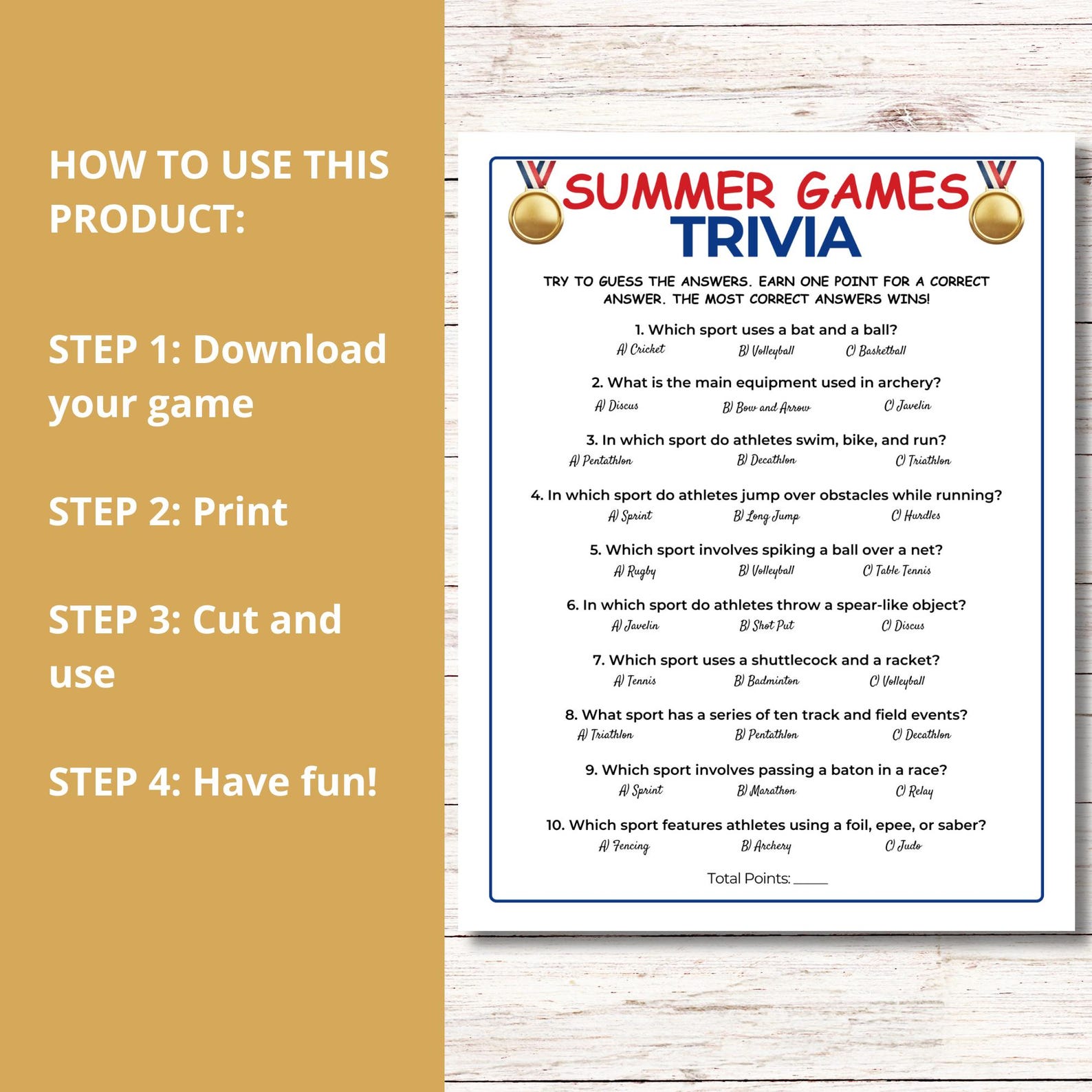 2024 Summer Games Trivia, Printable Summer Sports Trivia Game, Paris ...