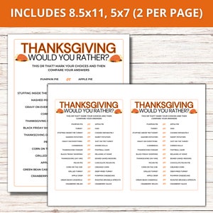 Thanksgiving Would You Rather Game, Printable Thanksgiving This or That ...