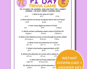 Pi Day Trivia Game for Kids and Adults, Printable Pi Day Activity, Pi Day Party Idea, Classroom ...