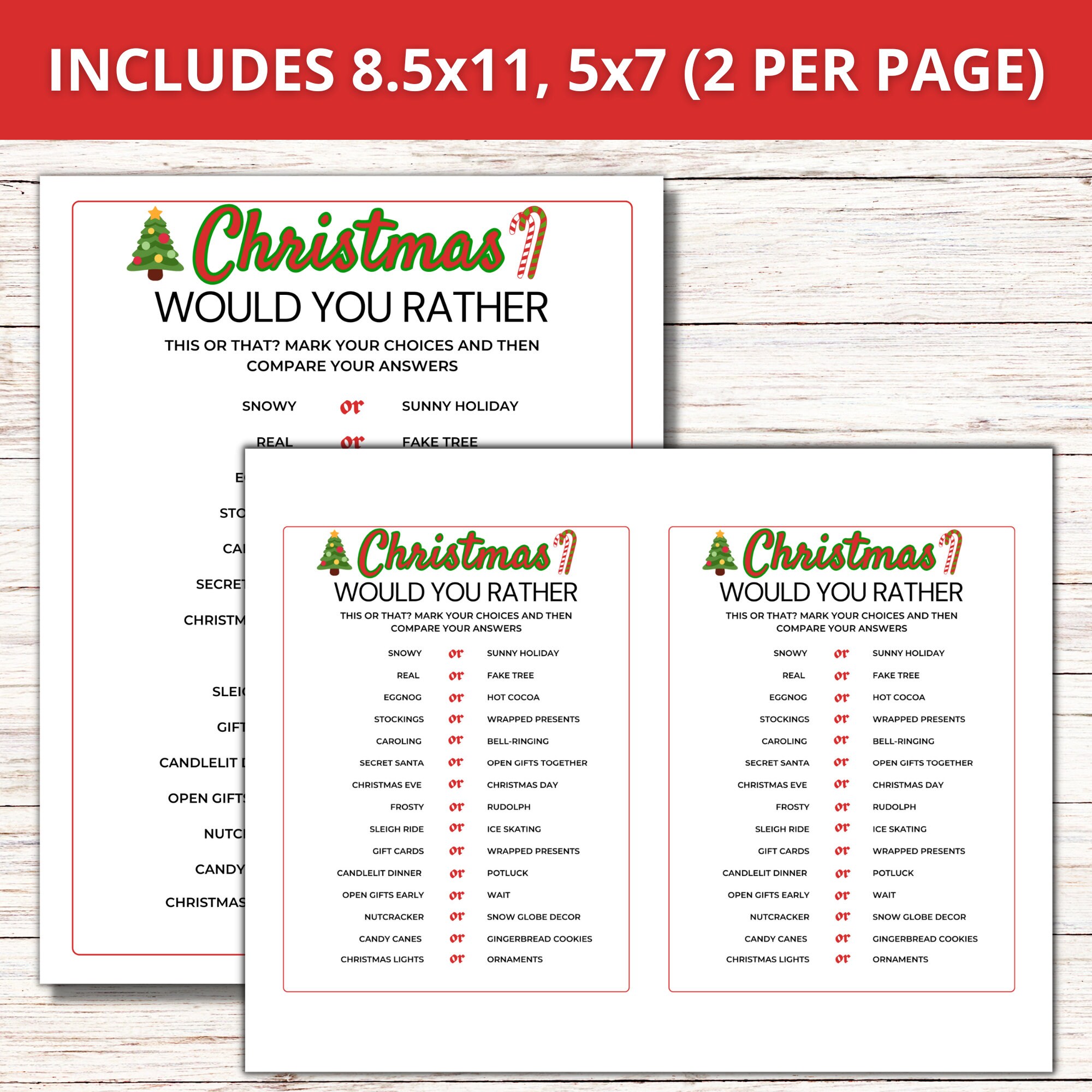 Christmas Would You Rather Game, Printable Christmas Games, Fun ...