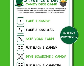 St. Patrick's Day Candy Dice Game St. Patrick's Game for Kids & Adults ...