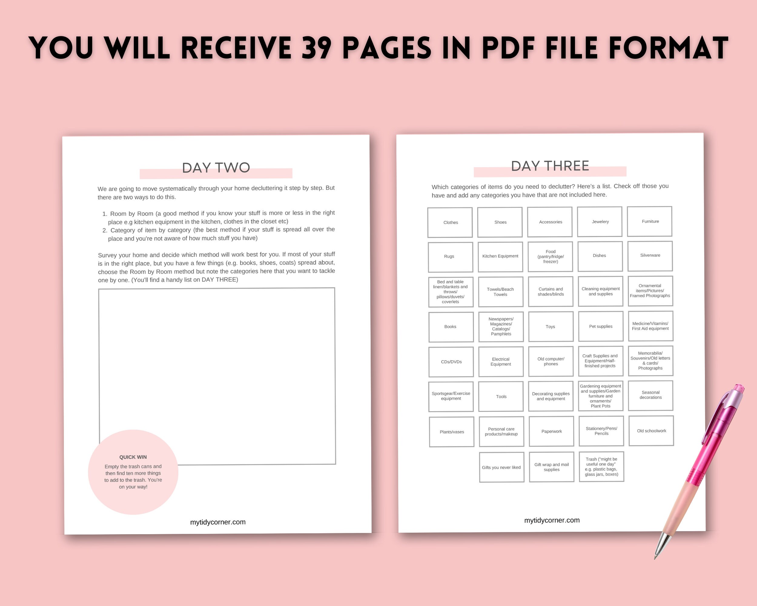 Declutter Planner, Declutter Checklist, Decluttering Guide, Declutter ...