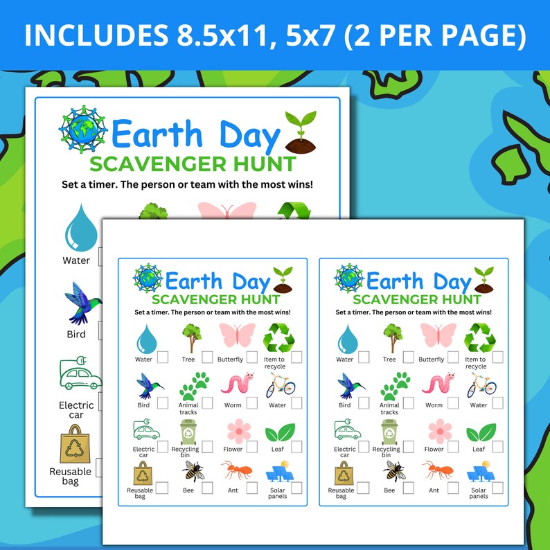 Earth Day Scavenger Hunt Game for Kids, Printable Earth Day Games, Fun ...