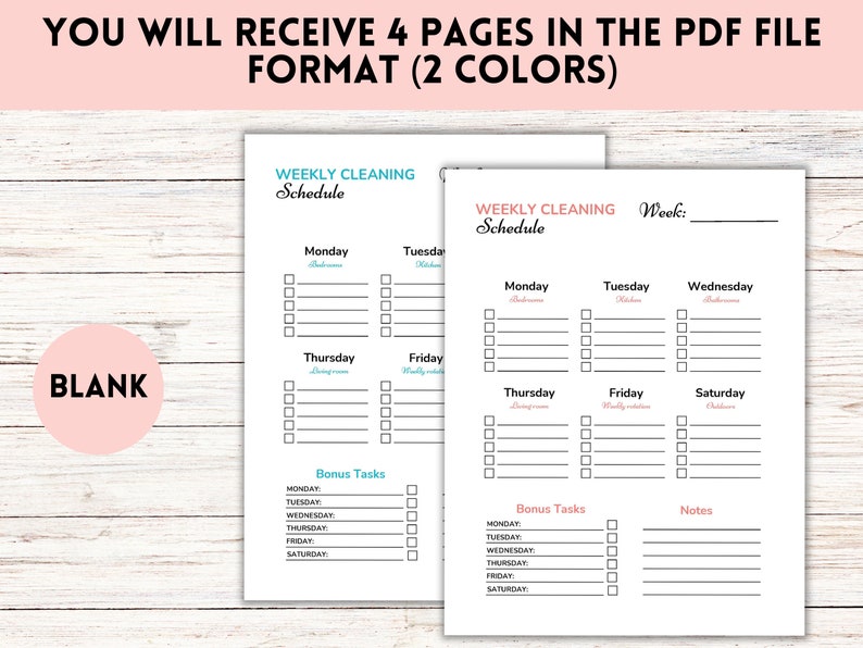 Editable Weekly Cleaning Schedule, Cleaning Checklist Printable PDF ...