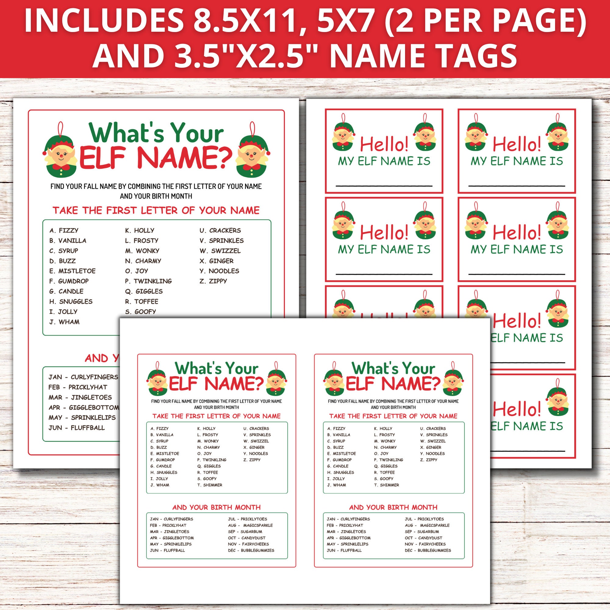 What's Your Elf Name Game, Printable Elf Name Generator Game, Fun ...