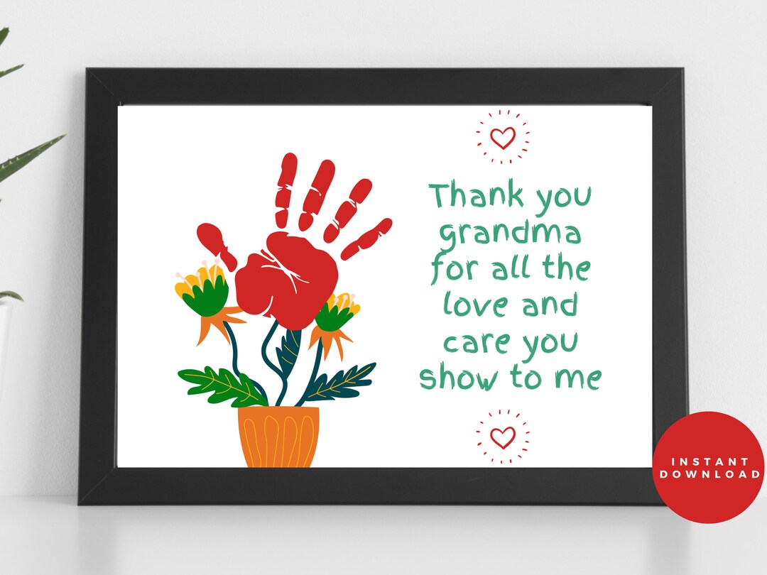 Grandma Mother's Day Gift Handprint Craft, Gift for Grandma, Flower ...