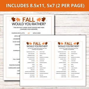 Fall This or That Trivia Game, Fun Fall Activities, Fall Printable ...