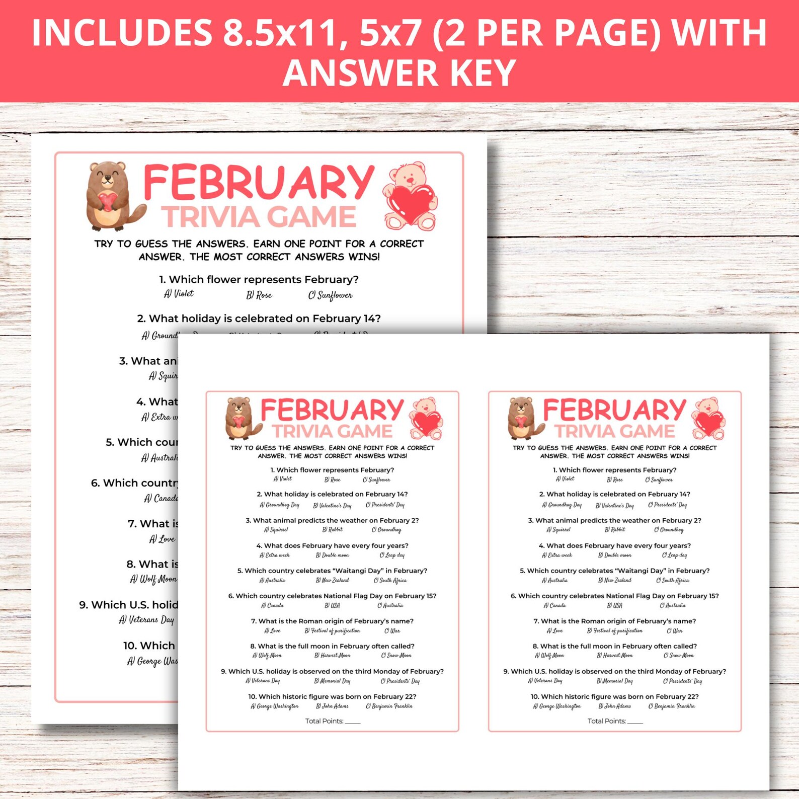 February Trivia Game, Printable February Party Games, Winter Trivia ...