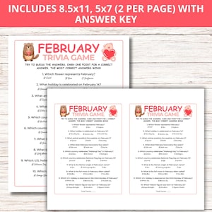 February Trivia Game, Printable February Party Games, Winter Trivia ...