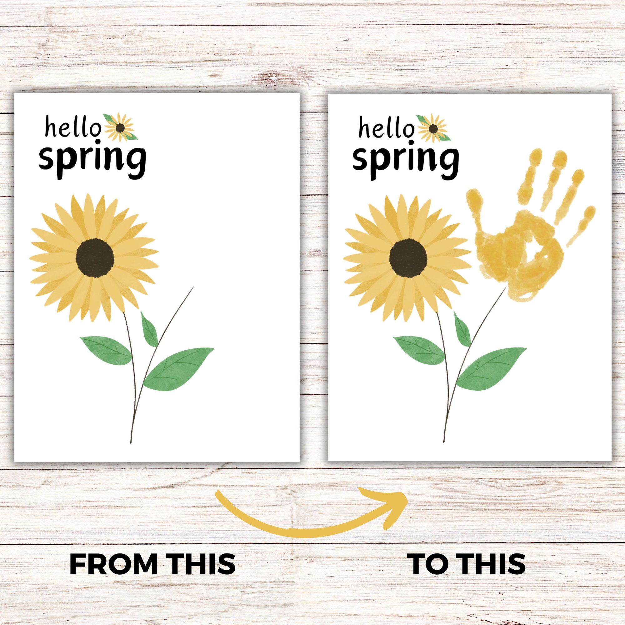 Hello Spring Handprint Craft, Printable Spring Handprint Art, Kids ...