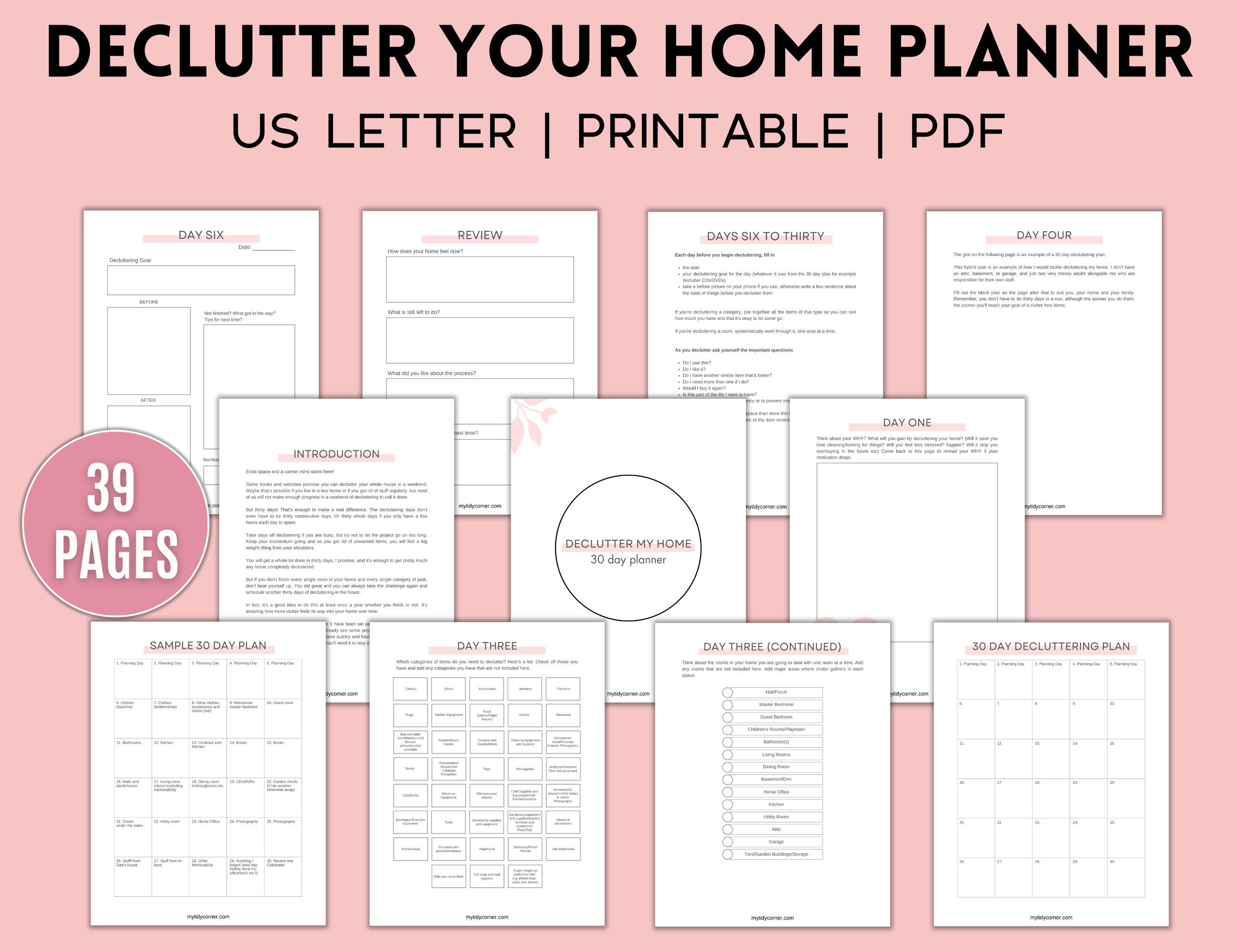 Declutter Planner, Declutter Checklist, Decluttering Guide, Declutter ...