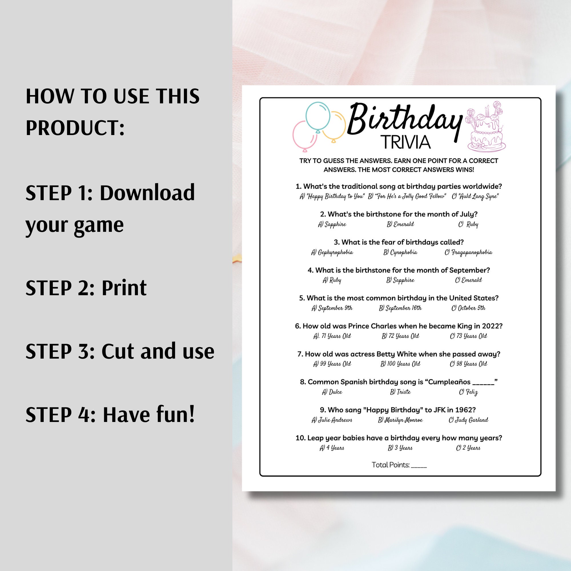 Birthday Trivia Game, Printable Birthday Games, Fun Birthday Trivia ...