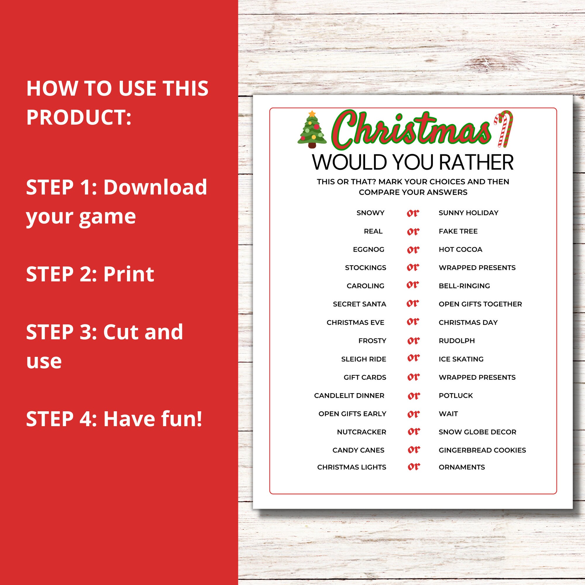Christmas Would You Rather Game, Printable Christmas Games, Fun ...