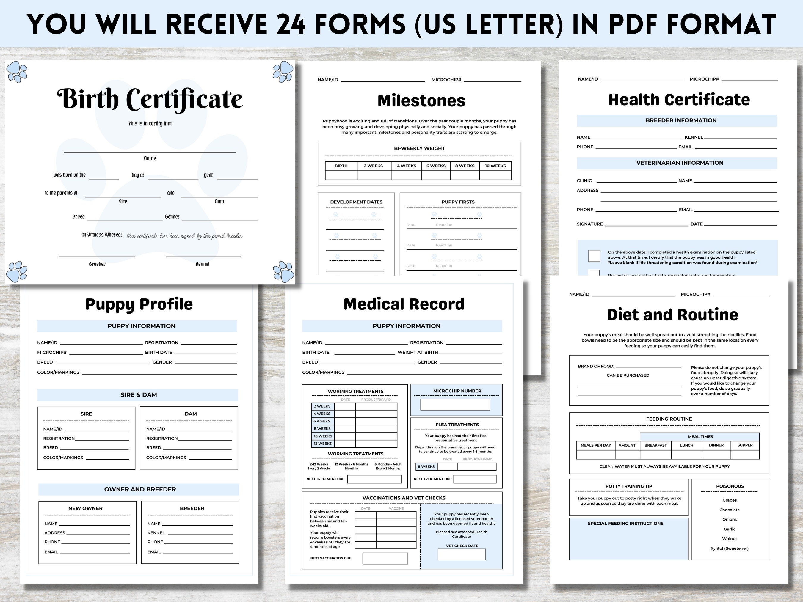 Breeder Puppy Pack Fillable, Dog Breeder Forms, Dog Breeder Records ...