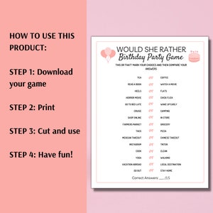 Birthday Would She Rather Game, Printable Adult Birthday Party Games ...