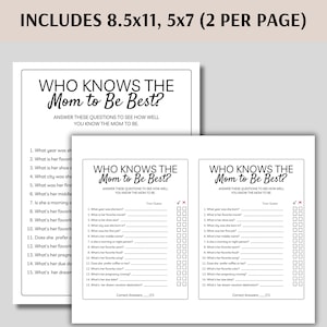 Who Knows the Mom to Be Best, Printable Baby Shower Games, Who Knows ...