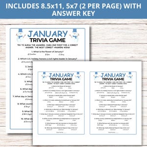 January Trivia Game, Printable January Games, Winter Trivia Game, Fun ...