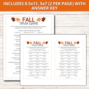 Fall Trivia Game, Fall Printable Games, Fun Fall Activities for Adults ...