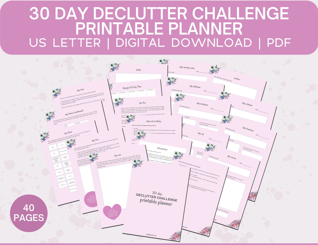 30 Day Declutter Challenge, Declutter Checklist, Declutter Planner ...
