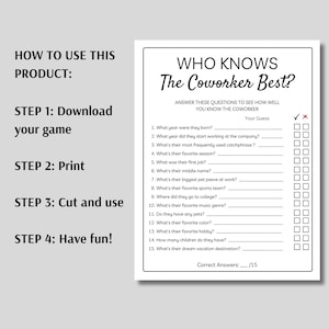 Who Knows the Coworker Best Game, Printable Office Party Games ...