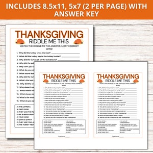 Thanksgiving Riddle Me This Game, Printable Thanksgiving Games for ...