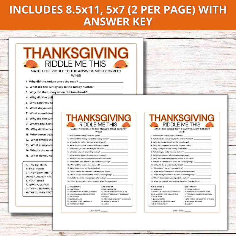 Thanksgiving Riddle Me This Game, Printable Thanksgiving Games for ...