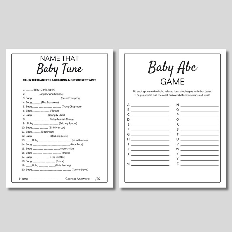 Baby Shower Game Bundle, Printable Baby Shower Games, Minimalist Baby ...