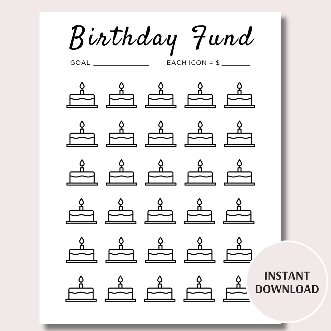 Birthday Savings Challenge, Printable Birthday Savings Tracker ...