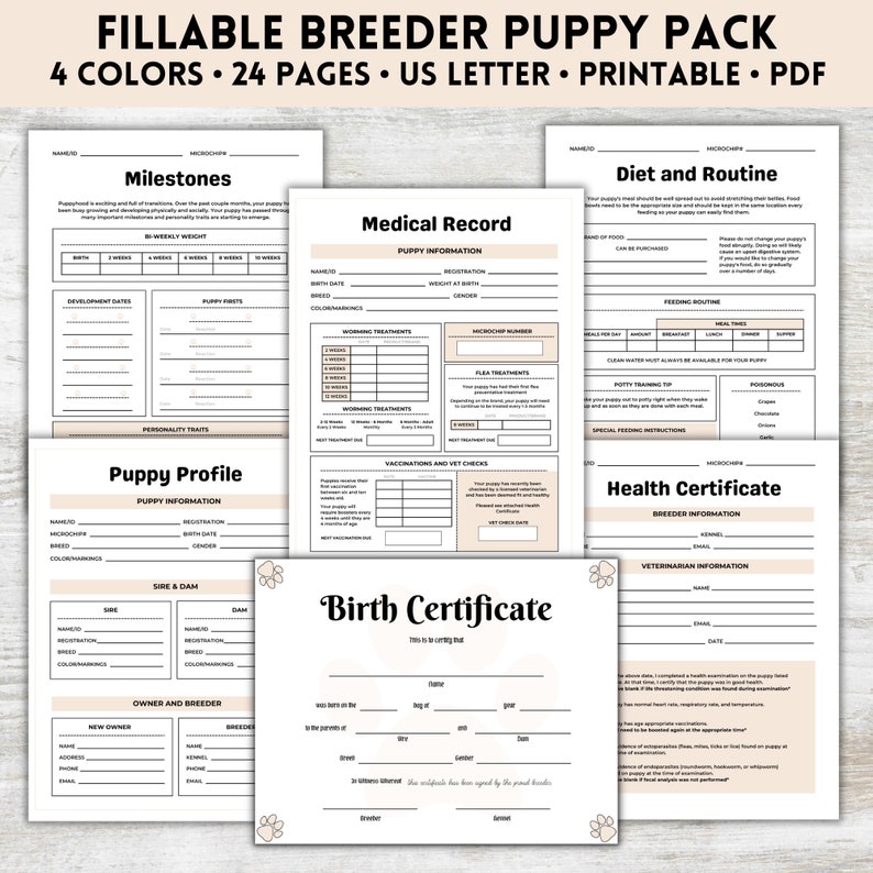 Breeder Puppy Pack Fillable, Dog Breeder Forms, Dog Breeder Records ...