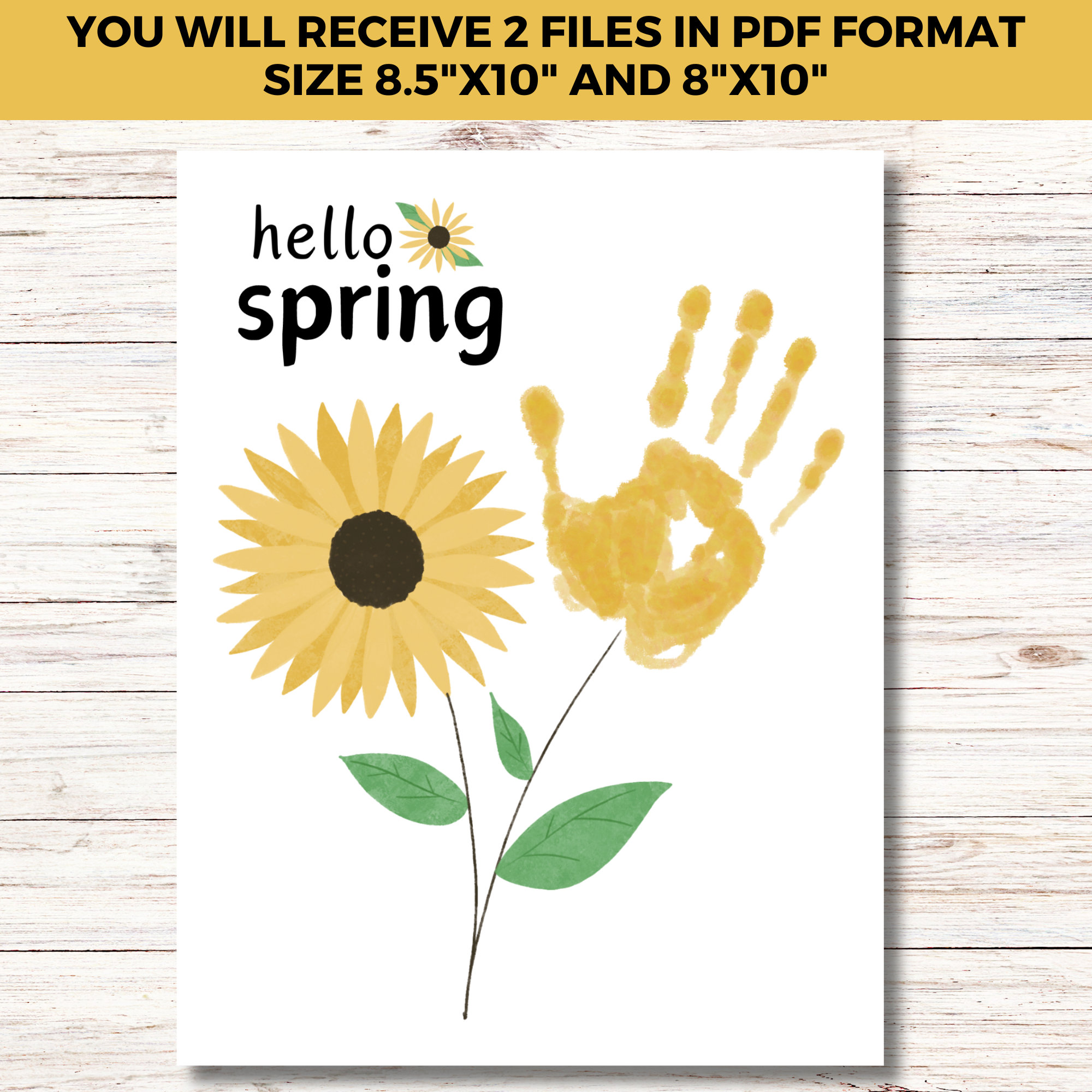 Hello Spring Handprint Craft, Printable Spring Handprint Art, Kids ...