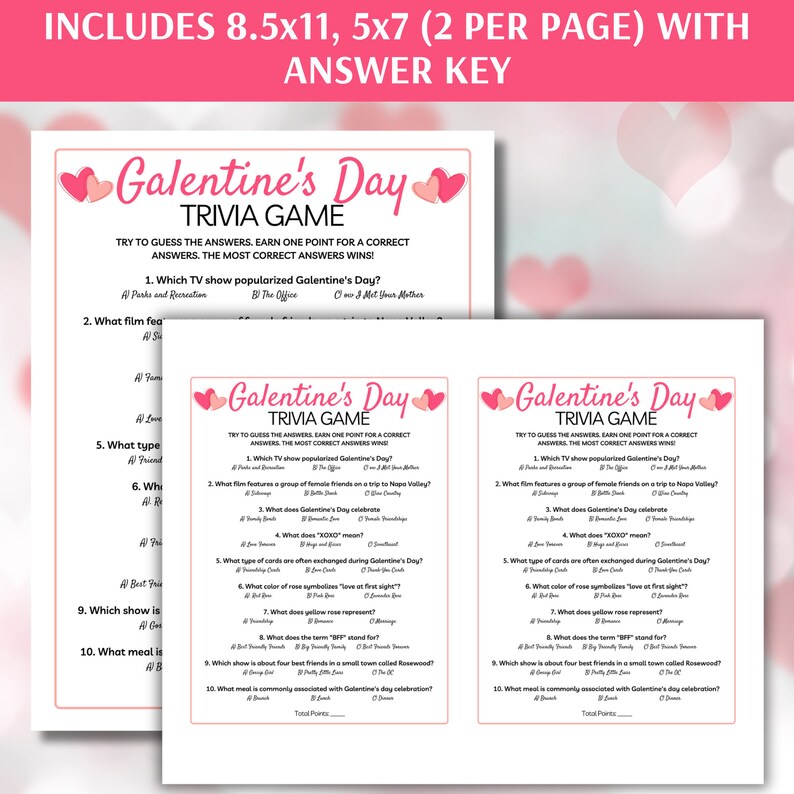 Galentine's Day Trivia Game, Printable Galentine's Games for Teens and ...