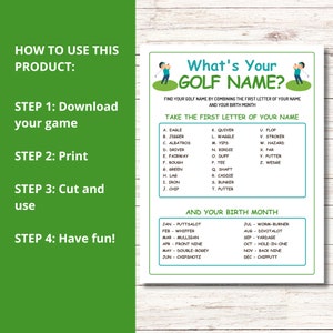 What's Your Golf Name Game With Name Tags, Printable Golf Name ...
