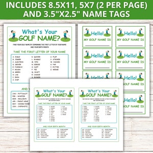 What's Your Golf Name Game With Name Tags, Printable Golf Name ...