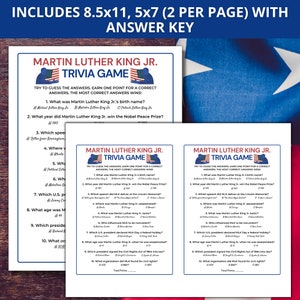 Martin Luther King Day Trivia Game, Printable MLK Games, Black History ...