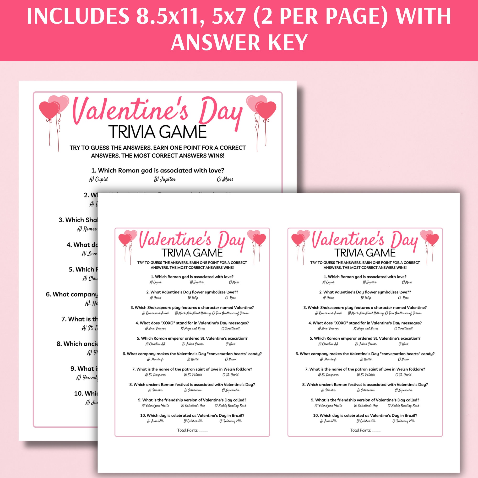 Valentine's Day Trivia Game, Printable Valentine's Day Games, Fun ...
