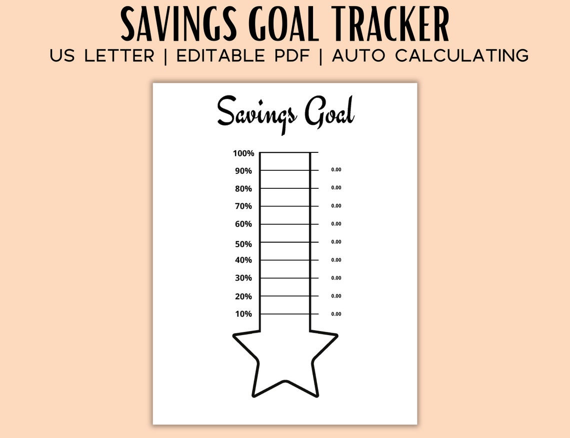 Savings Goal Tracker Printable, Fillable Savings Tracker, Money Saving ...