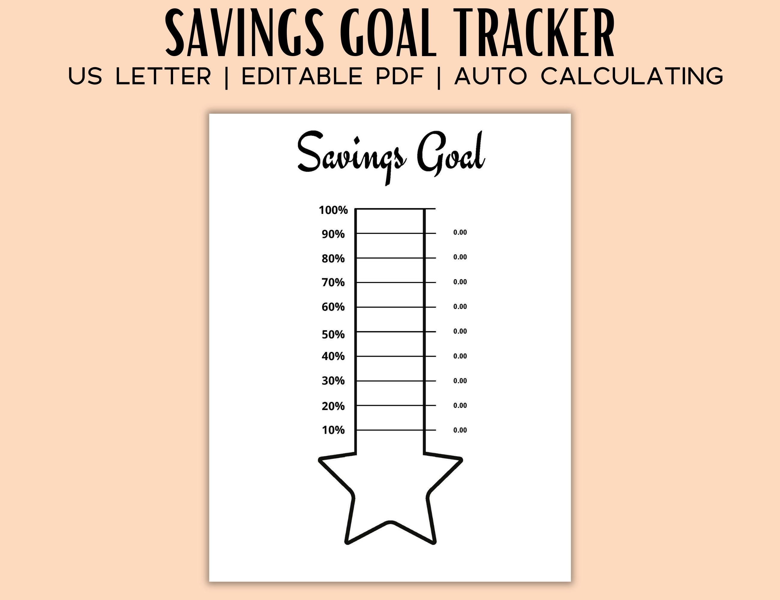 Savings Goal Tracker Printable, Fillable Savings Tracker, Money Saving ...