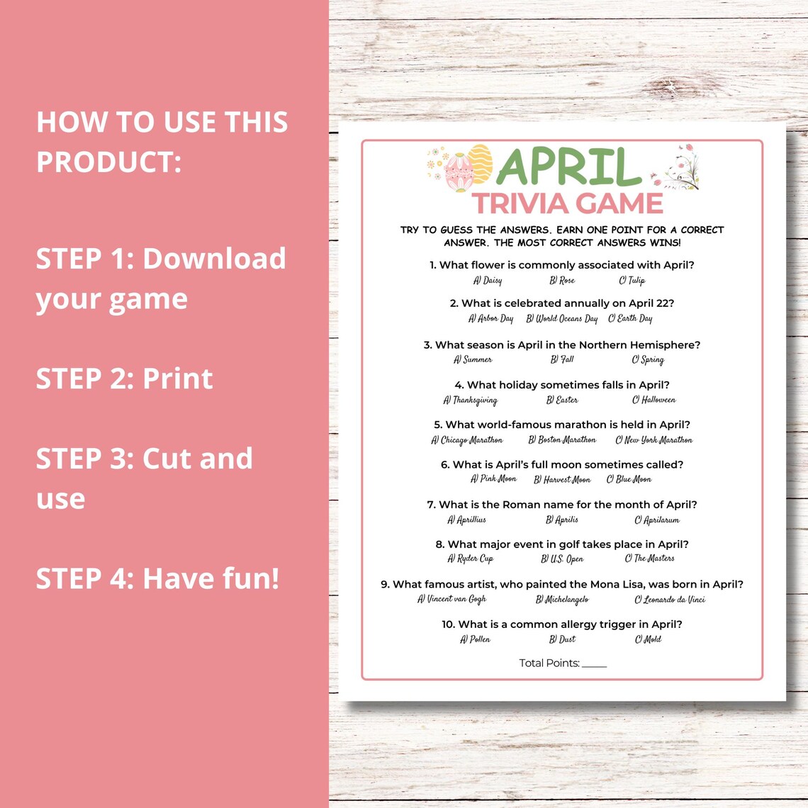 April Trivia Game, Printable April Party Game, Fun Spring Activities ...