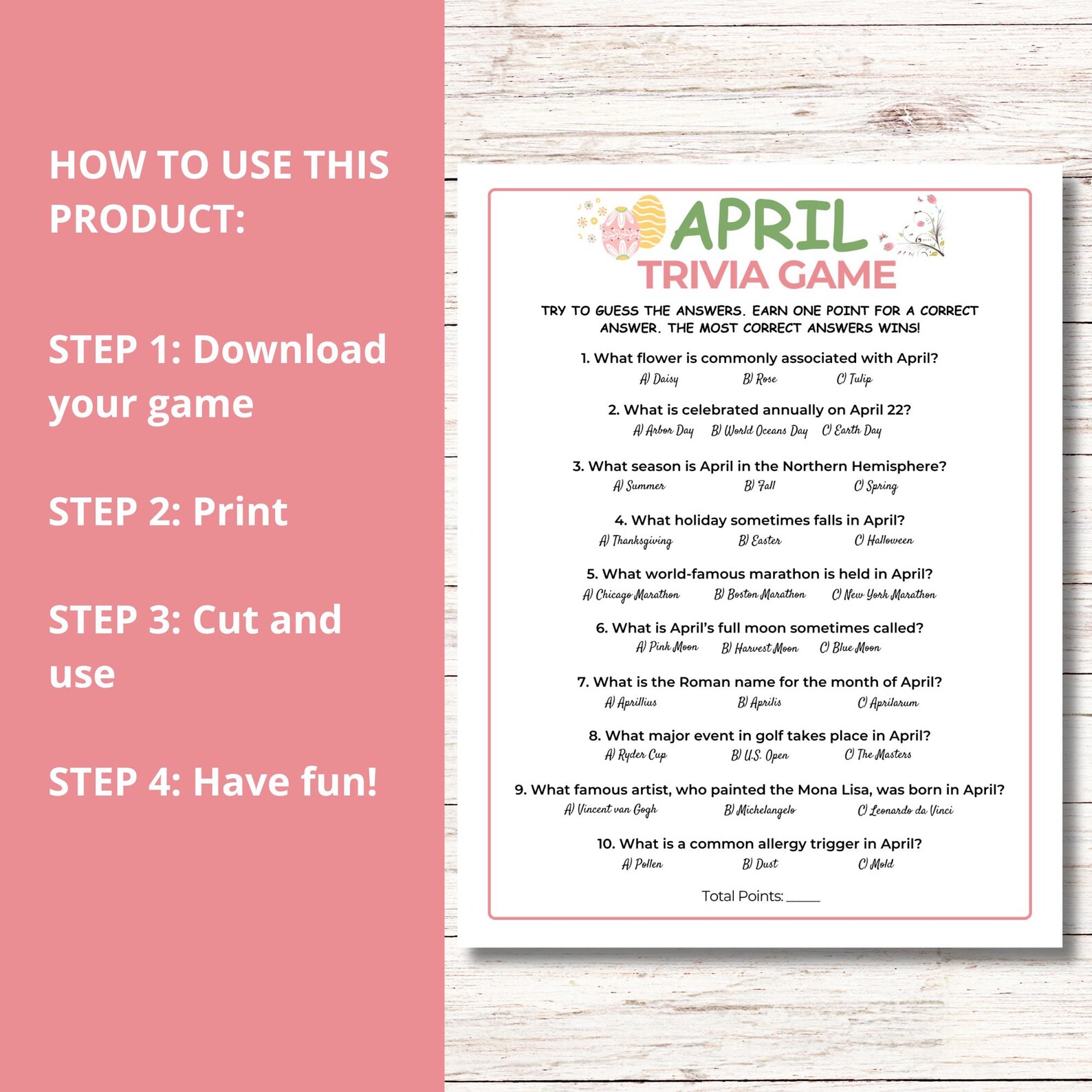 April Trivia Game, Printable April Party Game, Fun Spring Activities ...