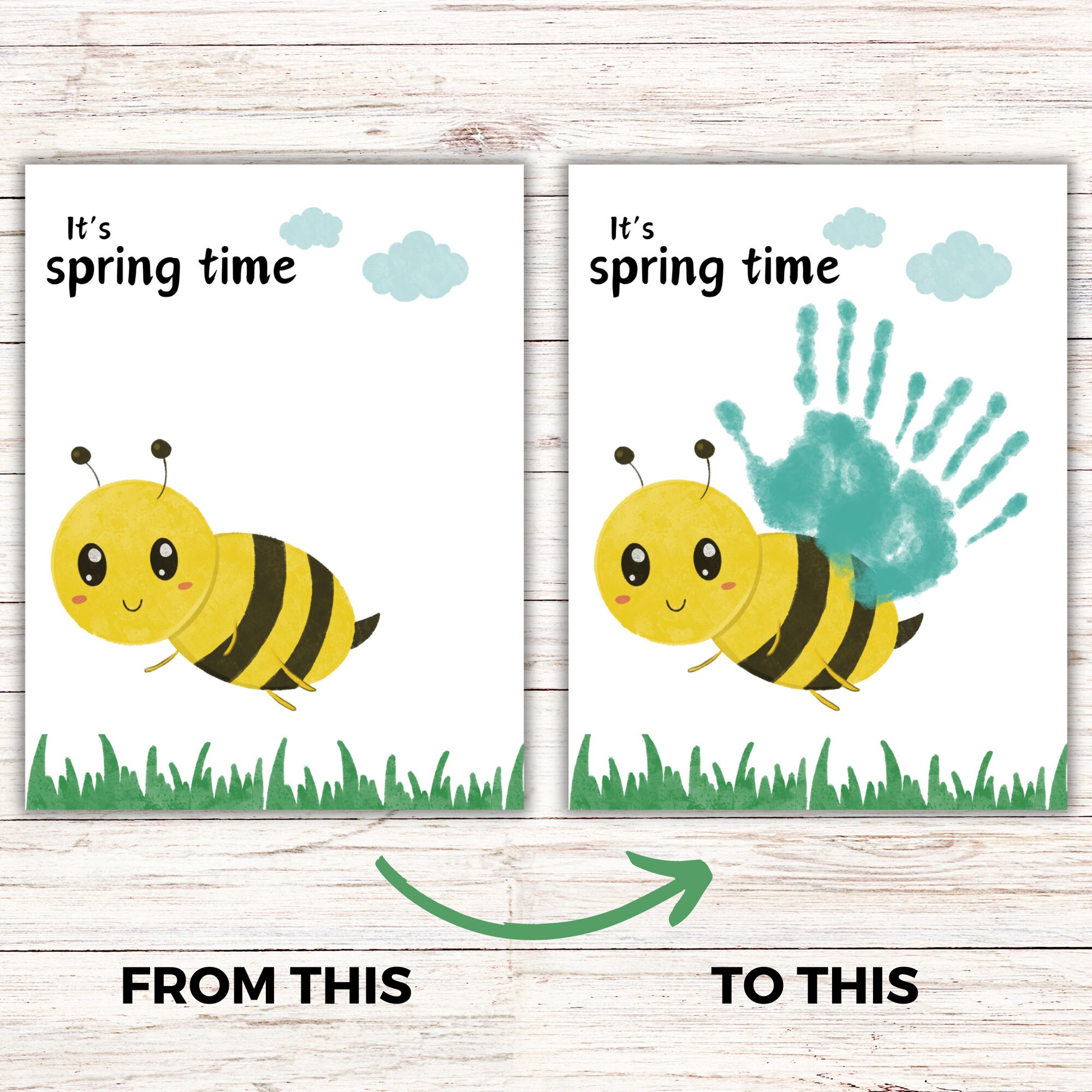Spring Handprint Art, Printable Spring Handprint Craft, Spring Craft ...