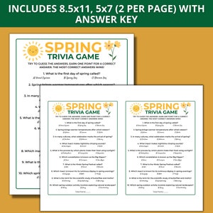 Spring Trivia Game, Printable Spring Games, Fun Spring Activities for ...