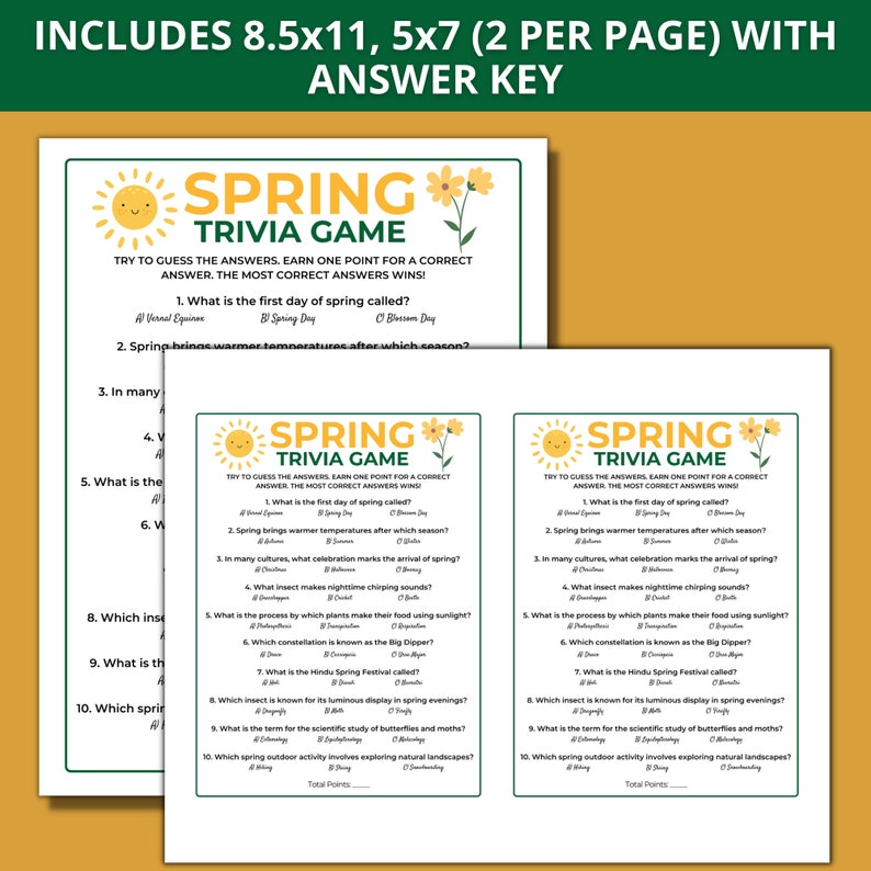 Spring Trivia Game, Printable Spring Games, Fun Spring Activities for ...