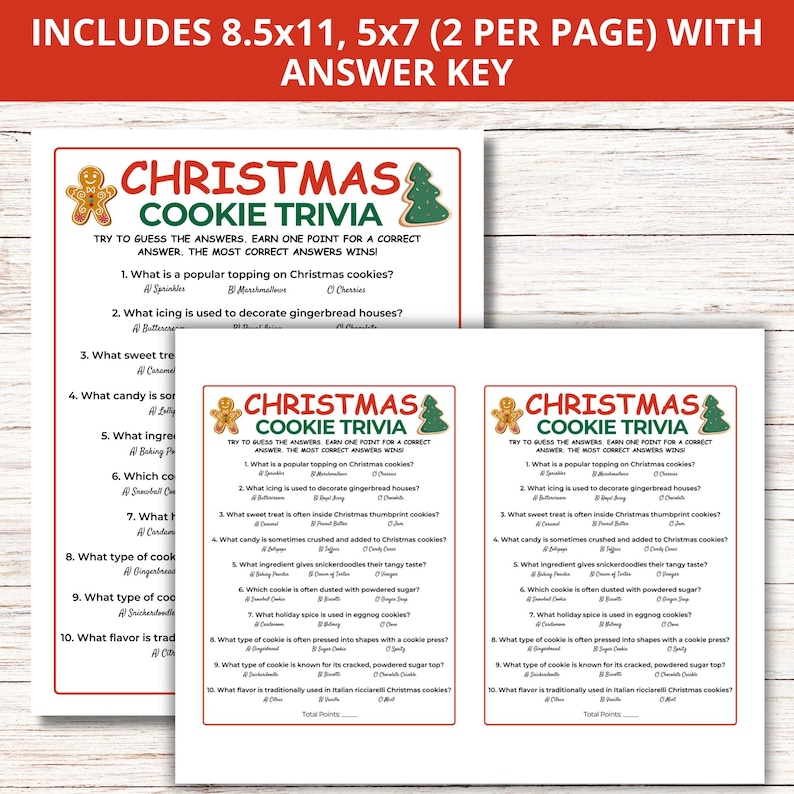 Christmas Cookie Trivia Game, Printable Cookie Game, Holiday Cookie ...