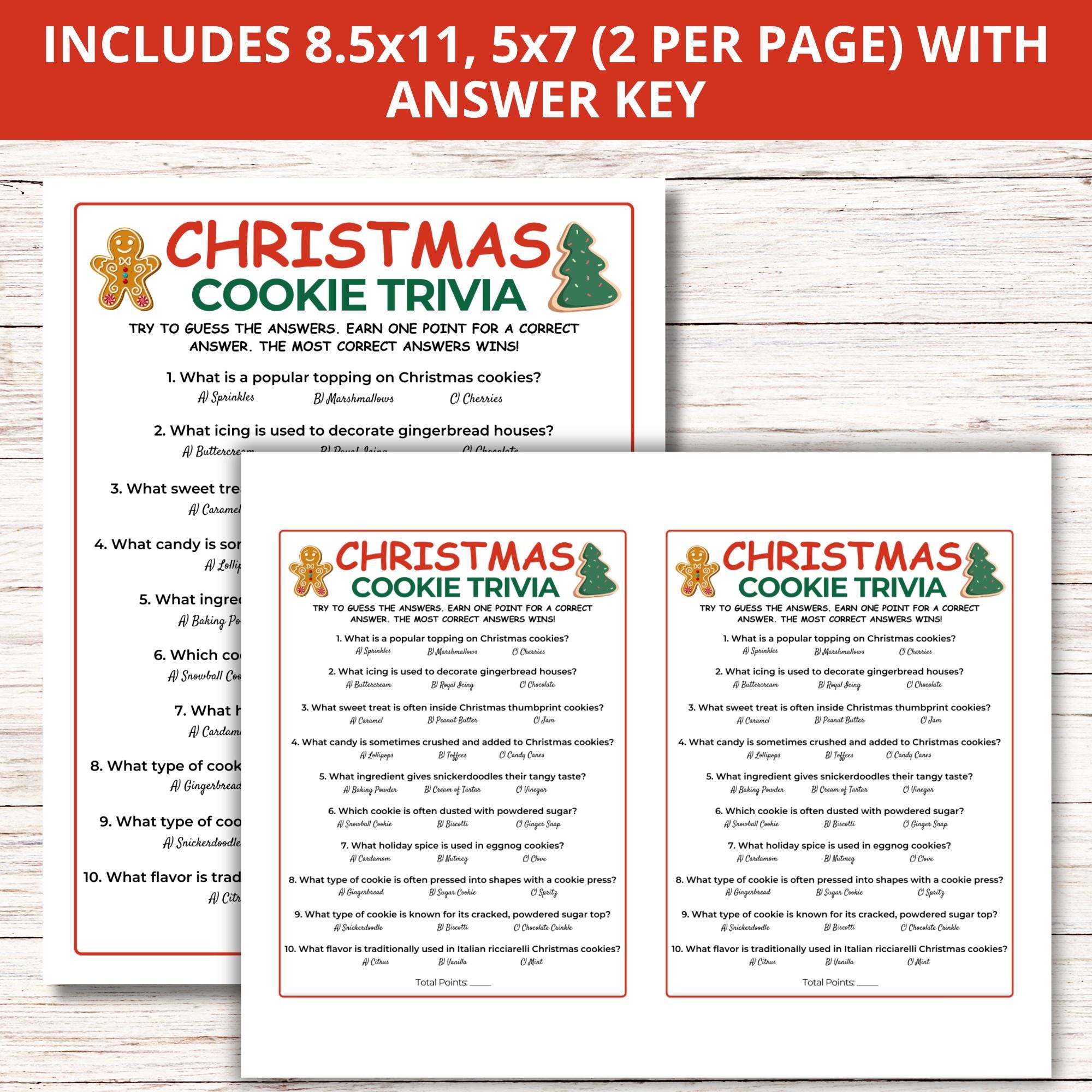 Christmas Cookie Trivia Game, Printable Cookie Game, Holiday Cookie ...