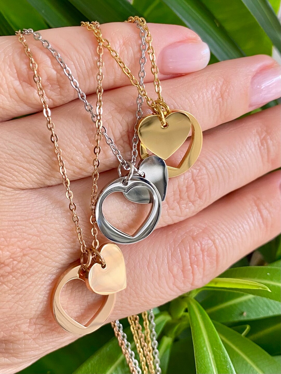 Heart 18K Gold Coated Stainless Steel Love Cutout Necklace With Chain ...