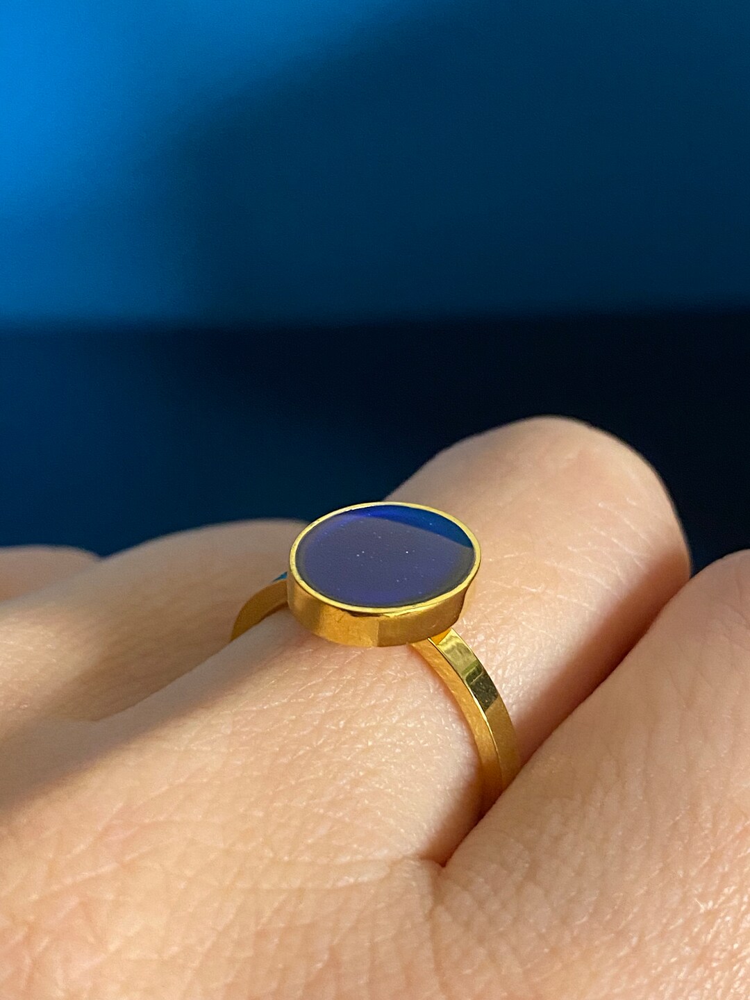 Gold Mood Ring Fashion Jewelry Color Changing Stainless Steel Gold ...